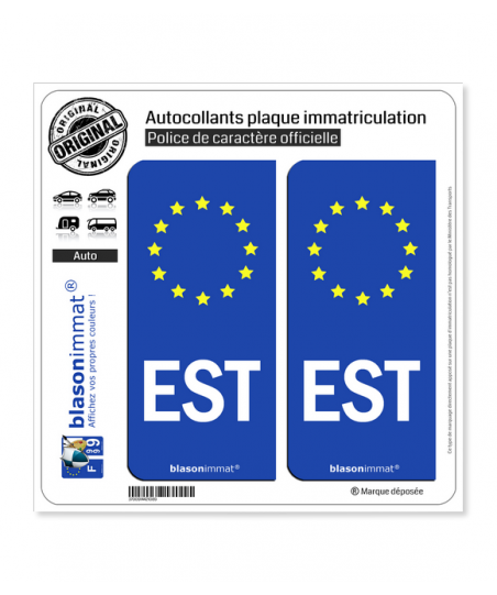 EST Estonie - Identifiant Européen | Autocollant plaque immatriculation
