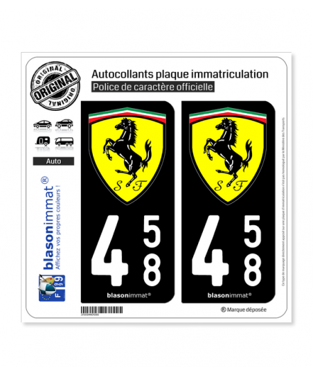 458 Ferrari - Blason | Autocollant plaque immatriculation®