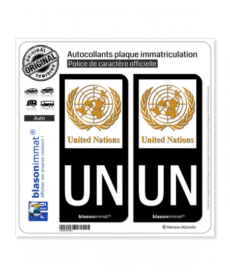 UN United Nations | Autocollant plaque immatriculation