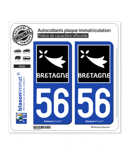56 Bretagne - Région | Autocollant plaque immatriculation