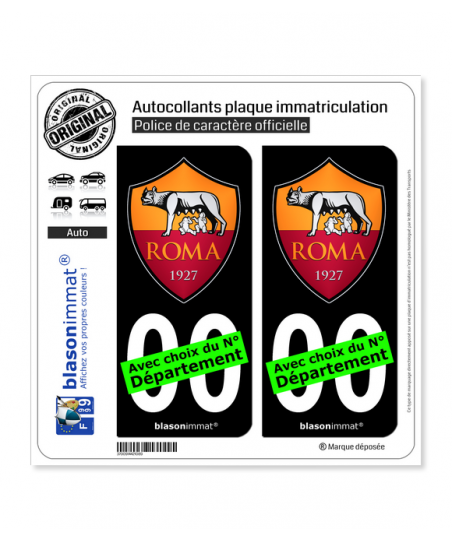 AS Roma - Football Club | Autocollant plaque immatriculation