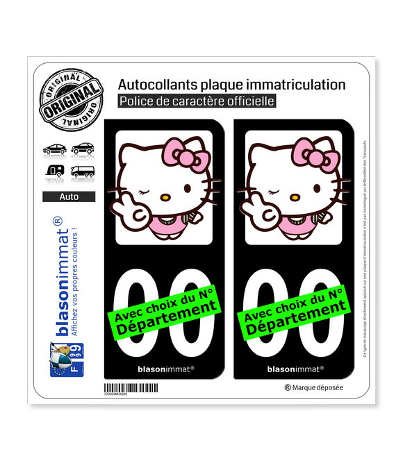 Hello Kitty | Autocollant plaque immatriculation®