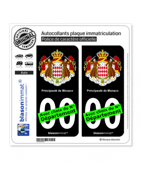 Monaco - Armoiries | Autocollant plaque immatriculation