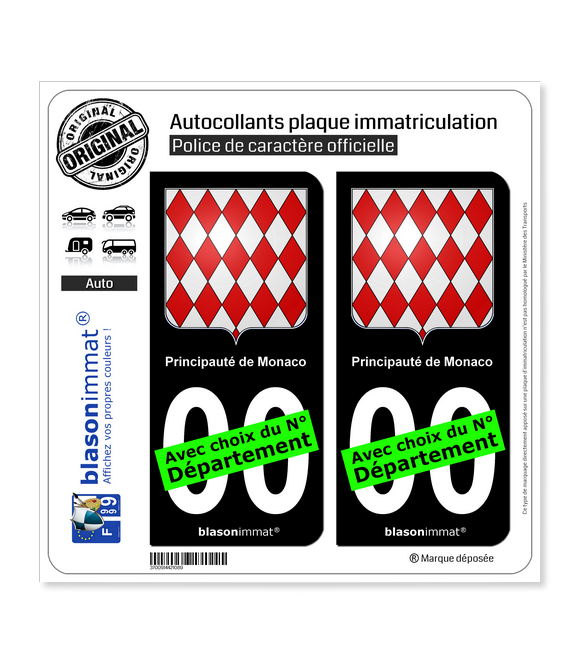 Monaco - Blason | Autocollant plaque immatriculation