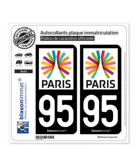 95 Ile-de-France - Paris Région | Autocollant plaque immatriculation