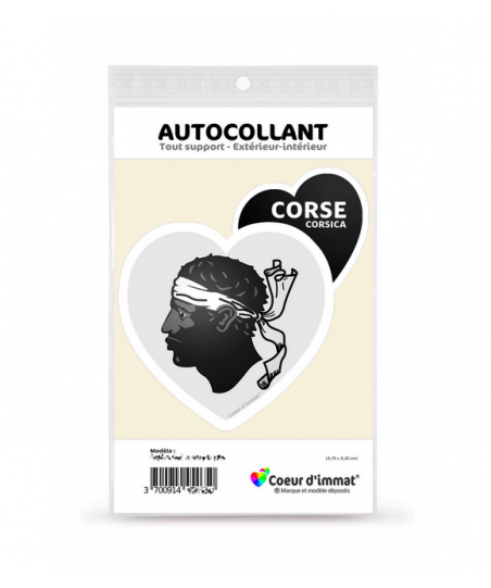 Corse - Blason | Blason autocollant Coeur j'aime