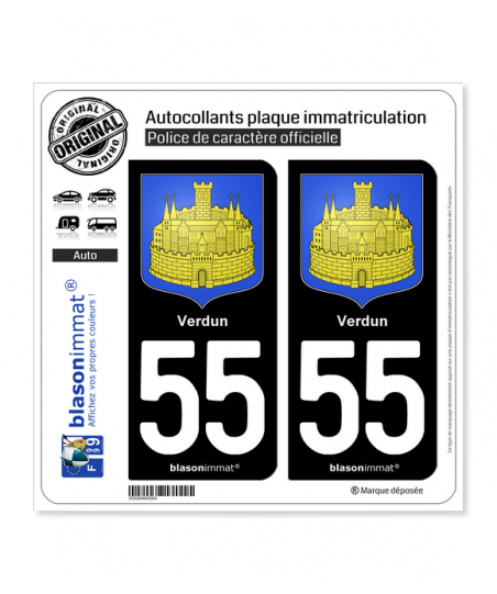 55 Verdun - Armoiries | Autocollant plaque immatriculation