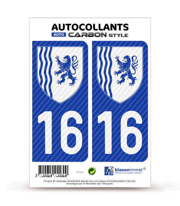 16 Nouvelle-Aquitaine - LT bi-ton Carbone-Style | Stickers plaque ...
