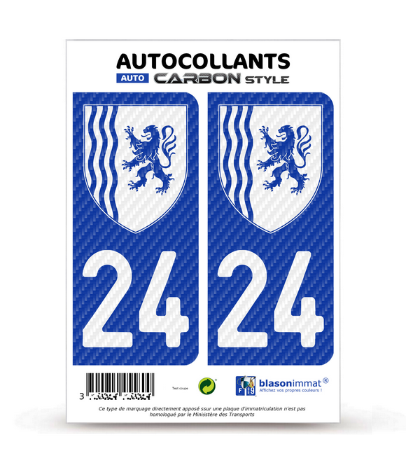 24 Nouvelle-Aquitaine - LT bi-ton Carbone-Style | Stickers plaque ...