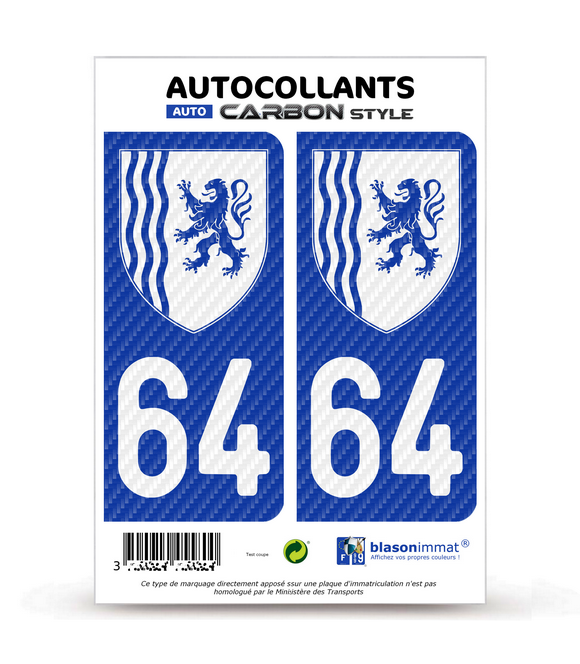 64 Nouvelle-Aquitaine - LT bi-ton Carbone-Style | Stickers plaque ...