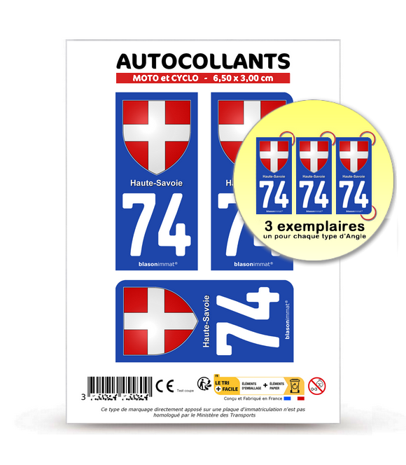 74 Haute-Savoie - Armoiries II | Autocollant plaque immatriculation