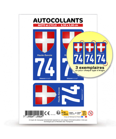 74 Haute-Savoie - Armoiries II | Autocollant plaque immatriculation®