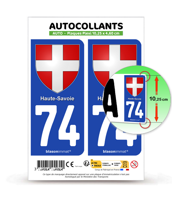 74 Haute-Savoie - Armoiries II | Autocollant plaque immatriculation®