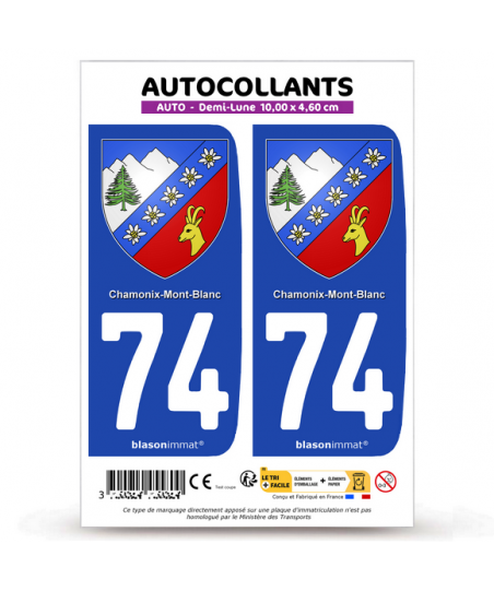 74 Chamonix-Mont-Blanc - Armoiries | Autocollant plaque immatriculation