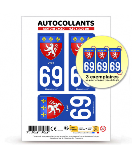 69 Lyon - Blason | Autocollant plaque immatriculation